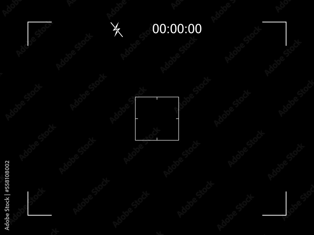 Vector black background with camera recording screen. Viewfinder vector ...