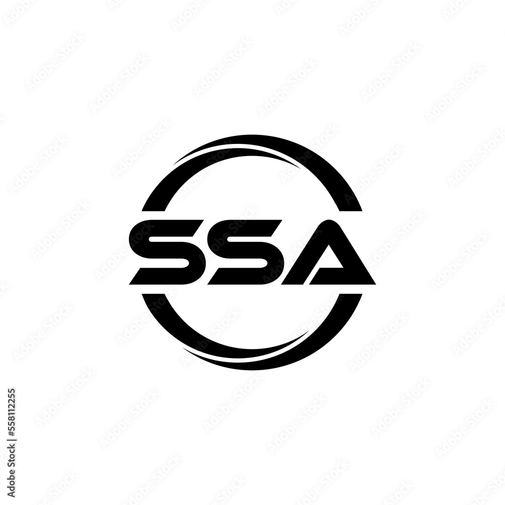 SSA letter logo design with white background in illustrator, cube logo ...