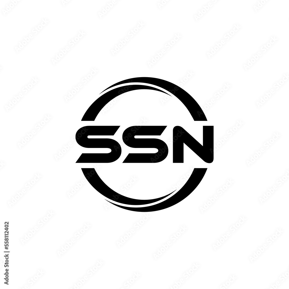SSN letter logo design with white background in illustrator, cube logo ...