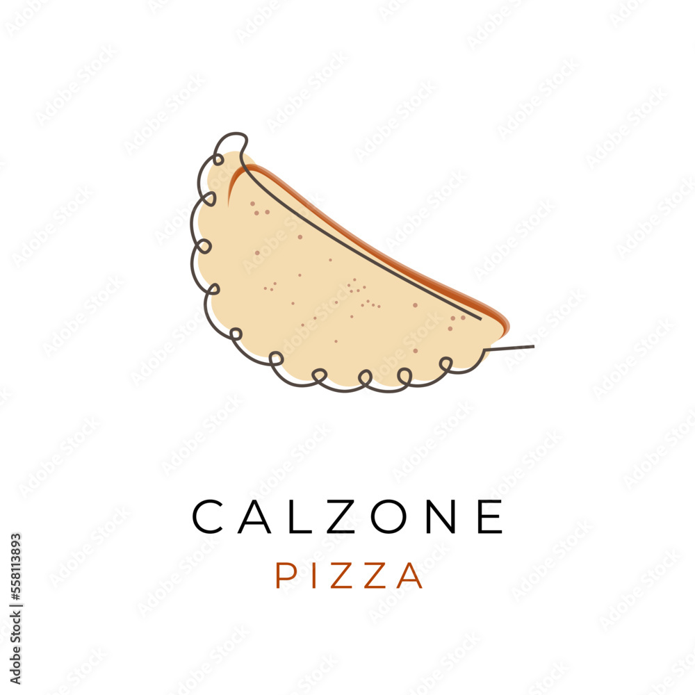 Simple Unique Line Art Pizza Calzone Logo Stock Vector | Adobe Stock