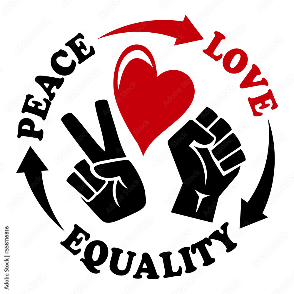 Peace Love Equality quote for Human Right of Black People tee shirt ...