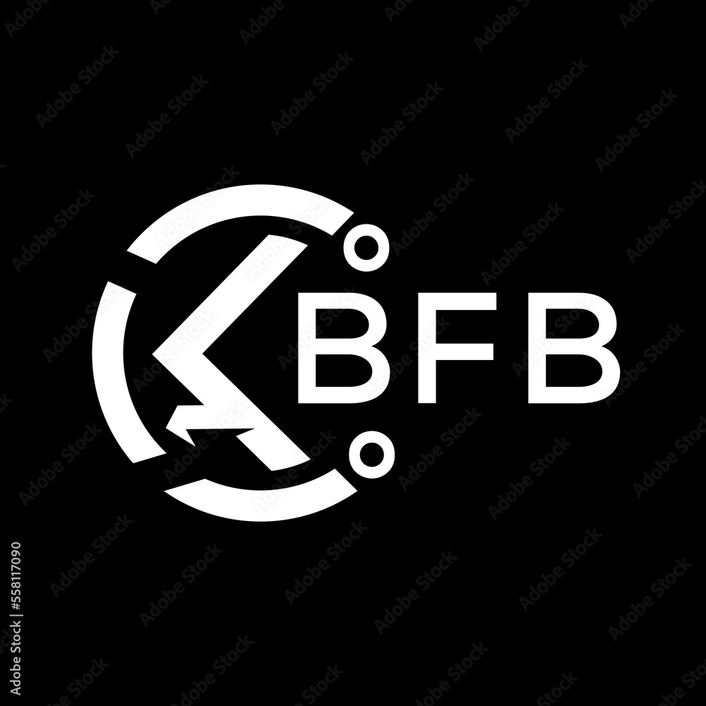 BFB letter logo. BFB white image on black background. BFB vector logo ...
