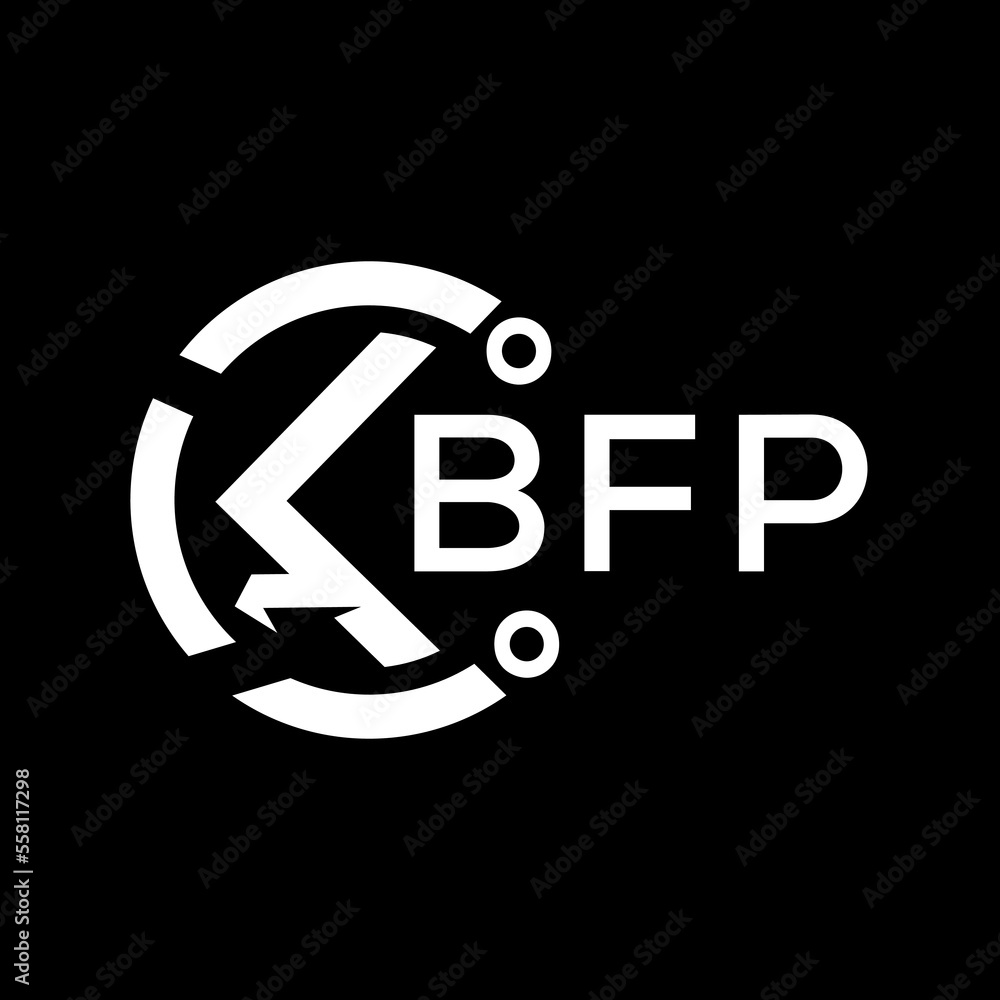 Vecteur Stock BFP letter logo. BFP white image on black background. BFP ...