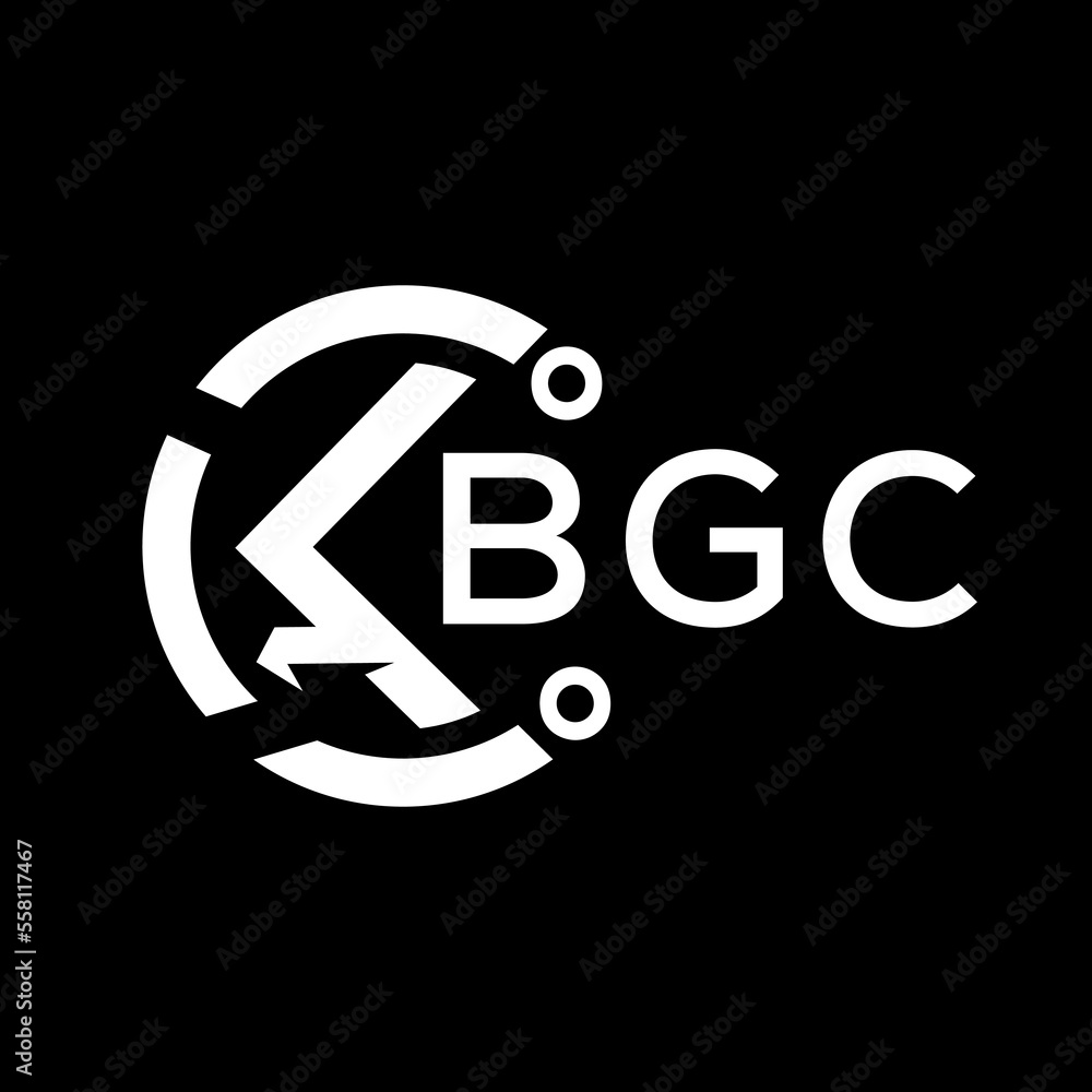 BGC letter logo. BGC white image on black background. BGC vector logo ...
