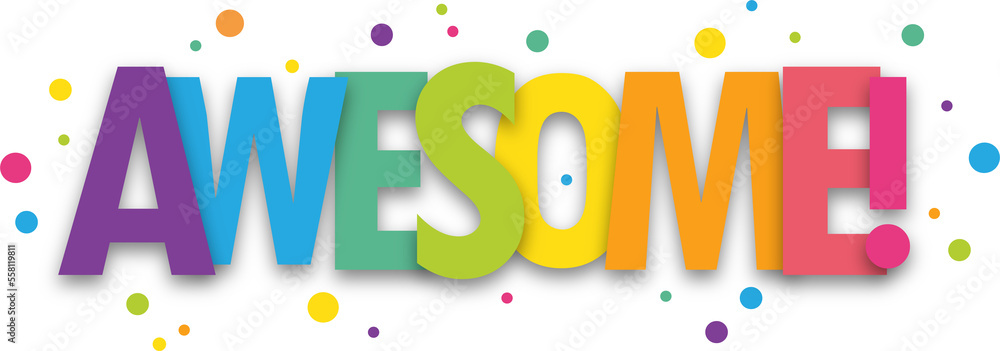 AWESOME! colorful typography banner on transparent background Stock ...