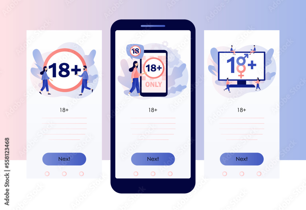 18+ restriction sign. Prohibition sign for people under eighteen years ...