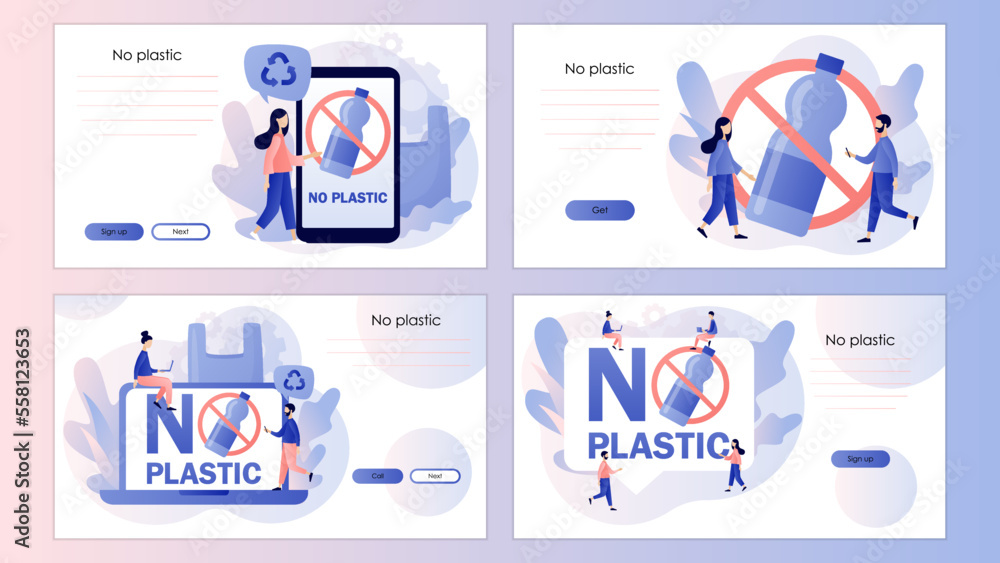 No plastic sign. Protest against plastic garbage. Reduce pollution ...