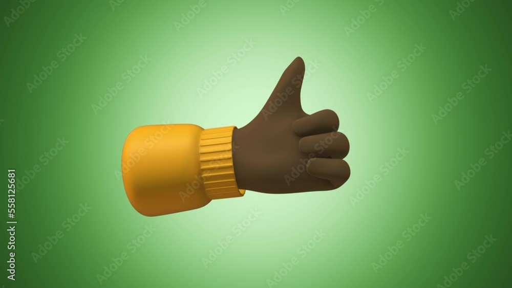 3D animation of a cartoon hand with four fingers that Like Success ...