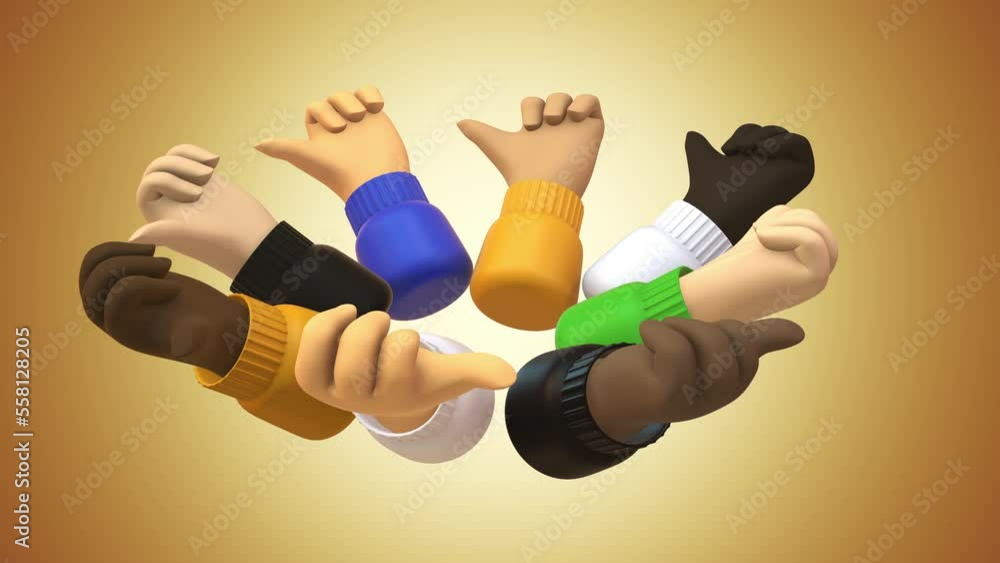 3D animation of a cartoon hand with four fingers that Like Success ...
