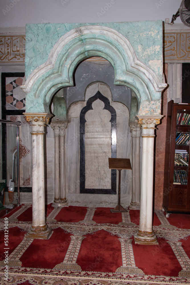 Old mihrab of Abraham Mosque in Khalil city of Palestine. Islamic ...