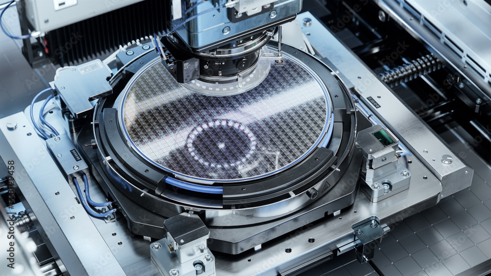 Silicon Wafer inside Photolithography Machine. Shot of Lithography ... Silicon Wafer inside Photolithography Machine. Shot of Lithography ...