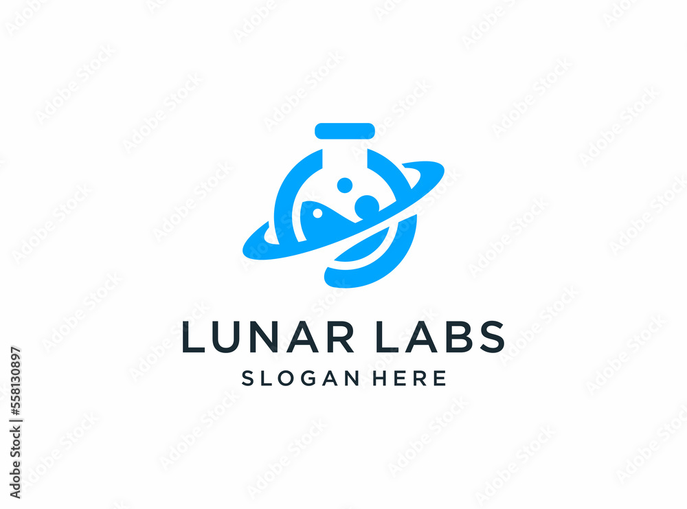 lunar planet laboratory logo design Stock Vector | Adobe Stock