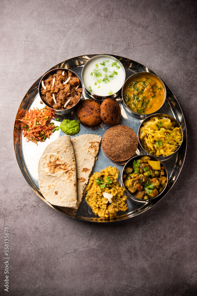 Millet Food thali or platter is an Indian vegetarian age old way of ...