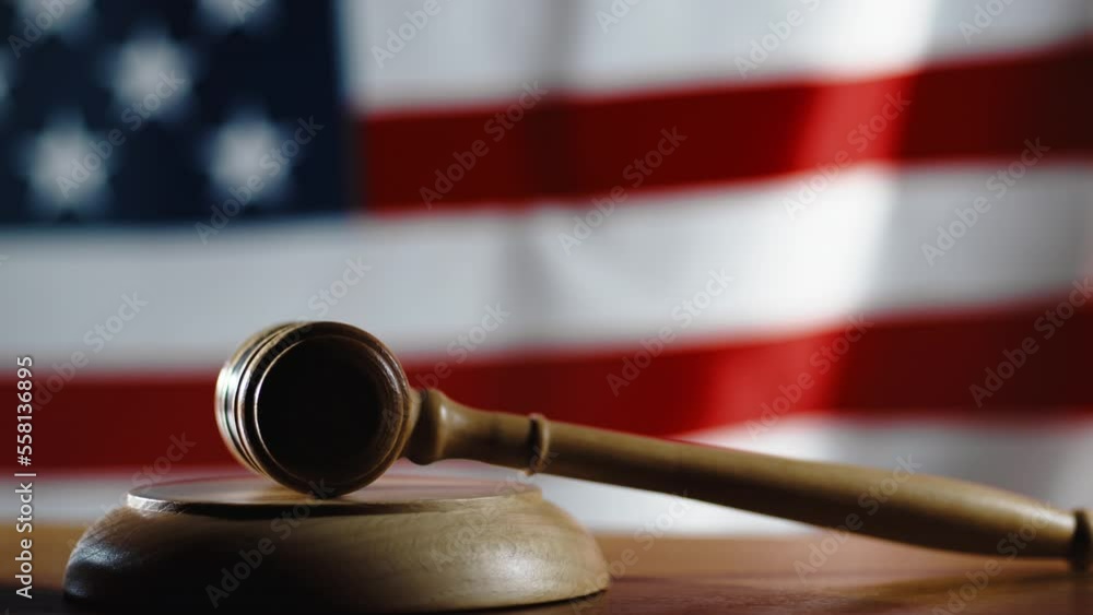 Law hammer in the court room of United States of America Stock Video ...