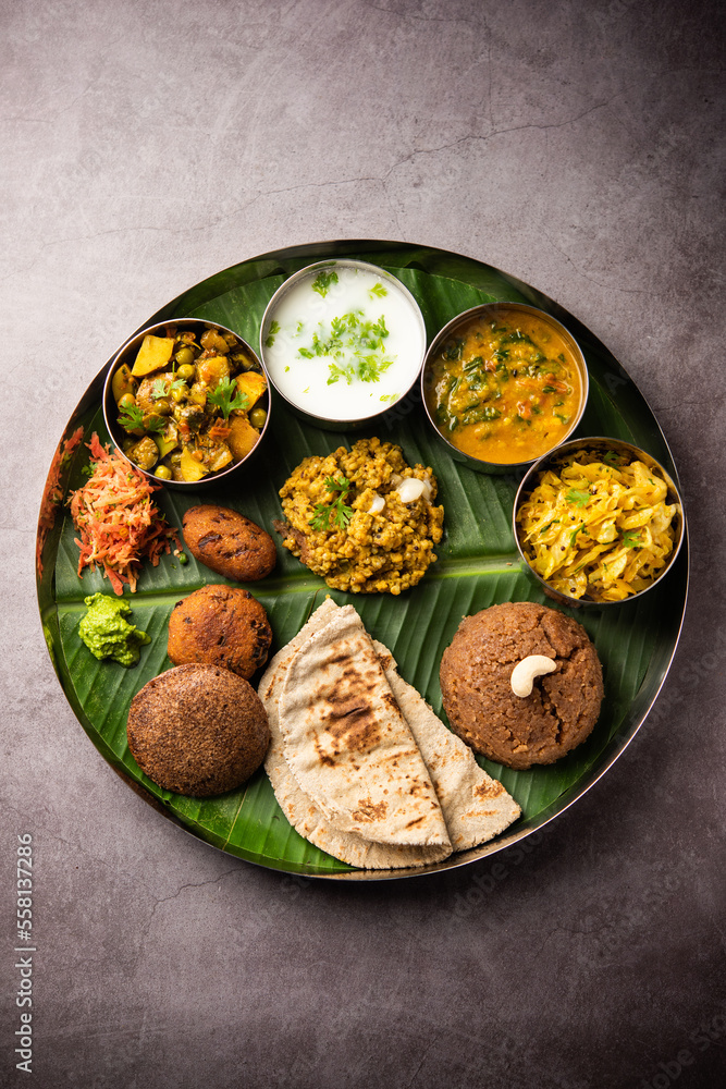 Millet Food thali or platter is an Indian vegetarian age old way of ...