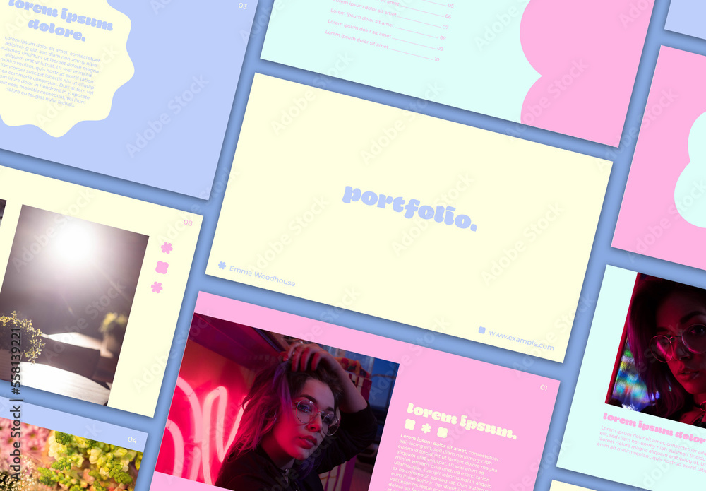 Portfolio with Graphics and Pastel Colours Stock Template | Adobe Stock