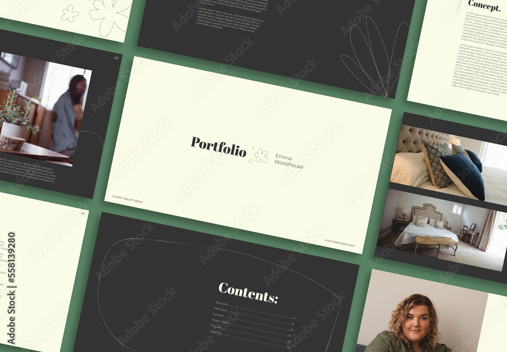 Minimalist Floral Portfolio Stock Template | Adobe Stock