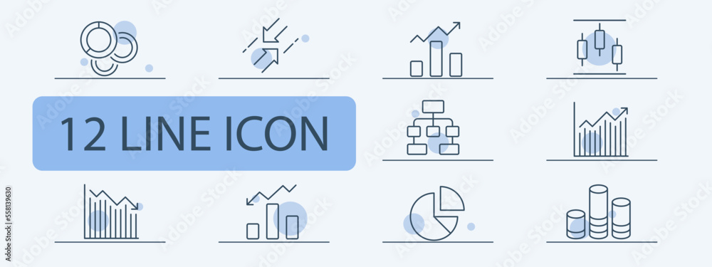 Diagram icon set. Graph, diagram, statistics, function, table, pie ...