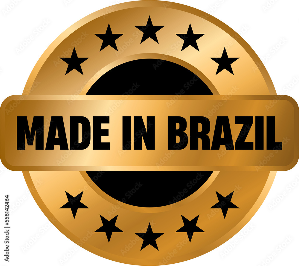 Made in brazil gold vector emblem, Made in brazil label stamp Stock ...