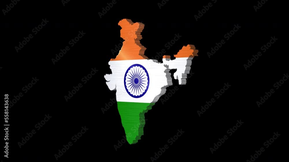 3D animation of India map rotating, isolated by alpha channel ...