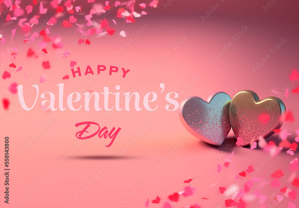 Two Pink Hearts with Text Effect Mockup for Valentine’s Day 4 Stock ...