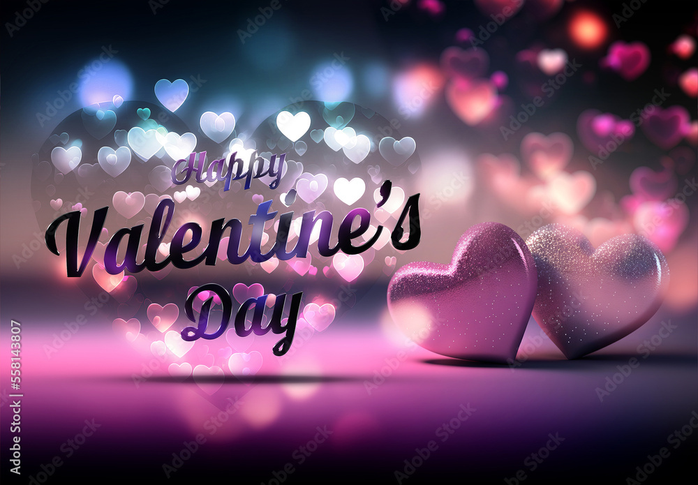 Two Pink Hearts with Text Effect Mockup for Valentine’s Day 3 Stock ...