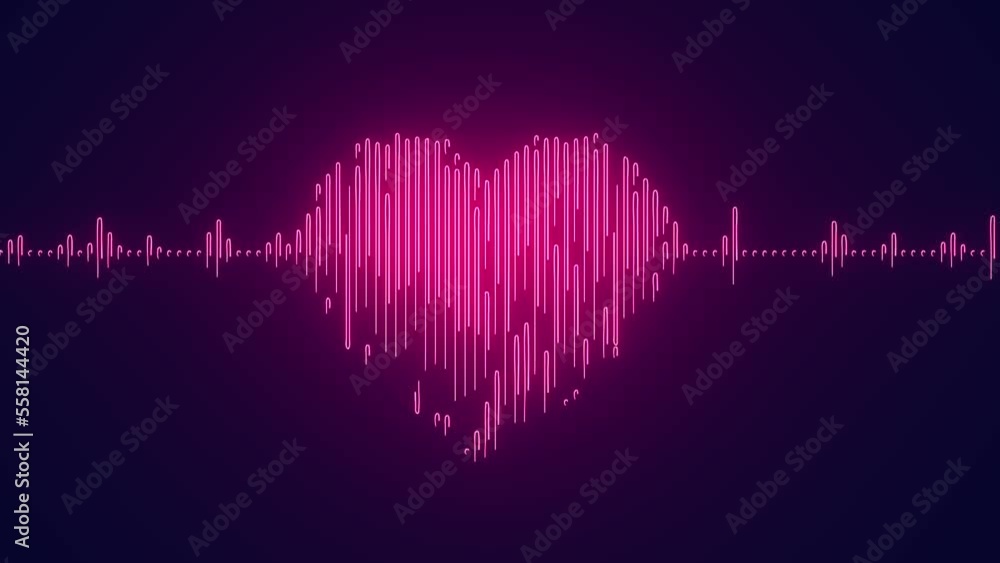 Love for music with sound wave in heart form animation Stock Video ...