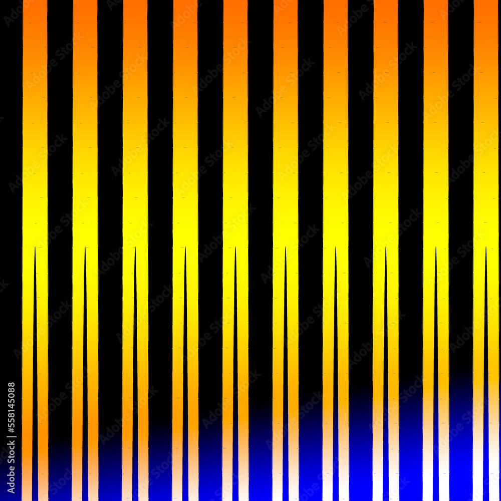 black parallel lines with spikes on orange blue and yellow gradient ...