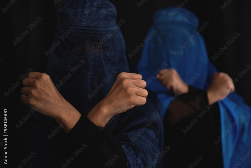 Two Muslim women in Burka or Burqa, tradition cloths in Afghanistan and ...