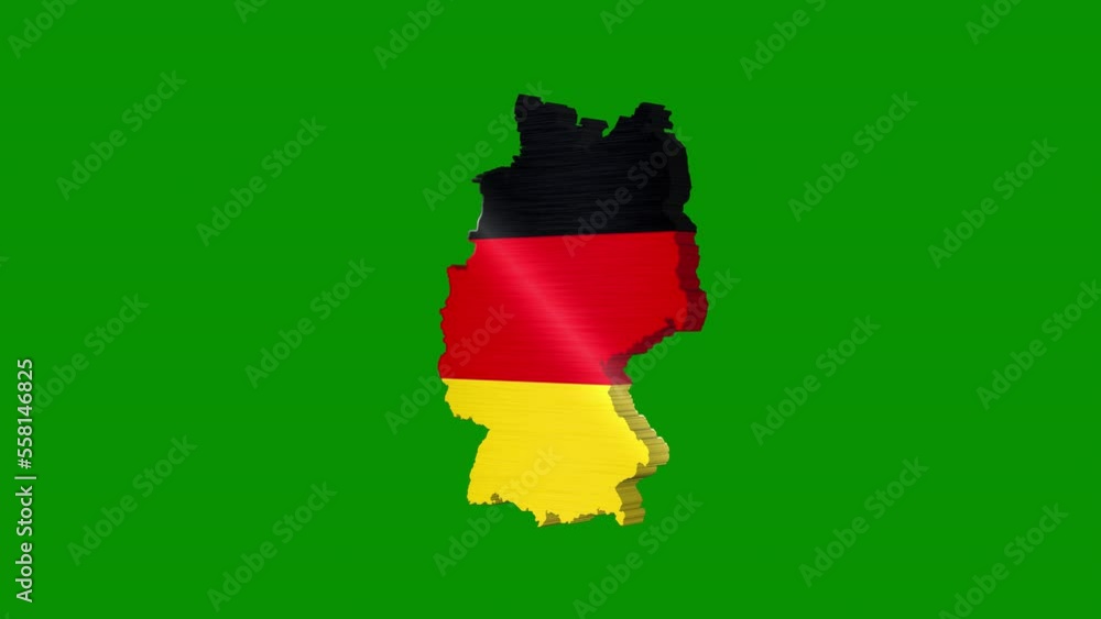 3D animation of Germany map rotating, isolated by alpha channel ...