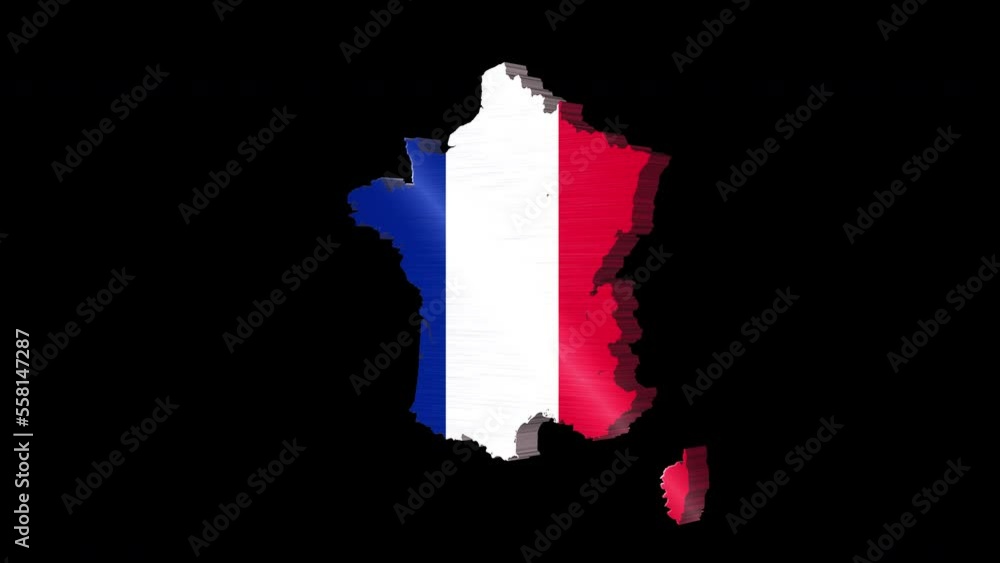 3D animation of France map rotating, isolated by alpha channel ...