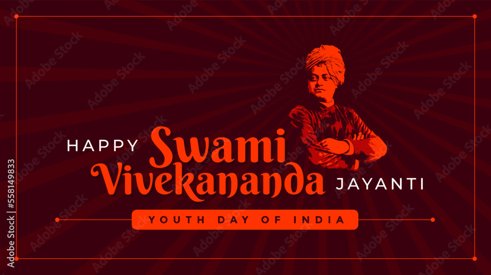 A poster layout template of Happy Swami Vivekananda Jayanti. A ...