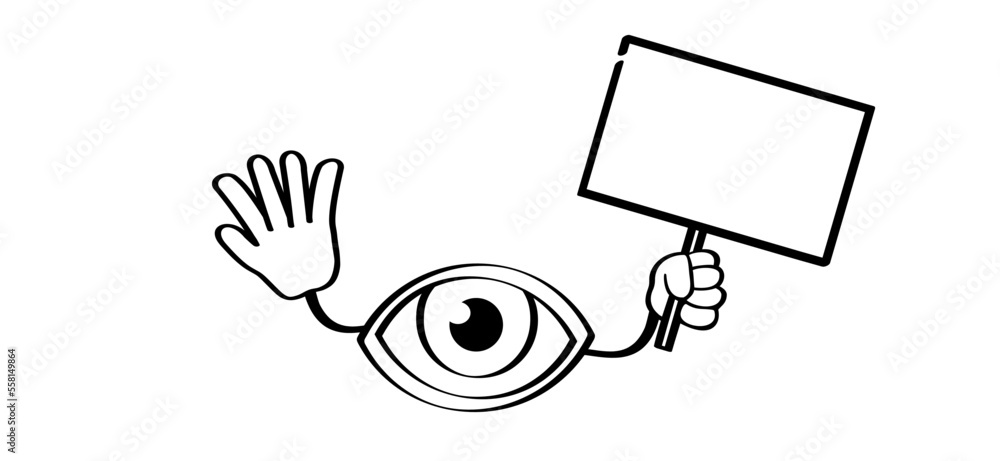 Vetor de Cartoon drawing stickman, stick figures man and eye and iris ...