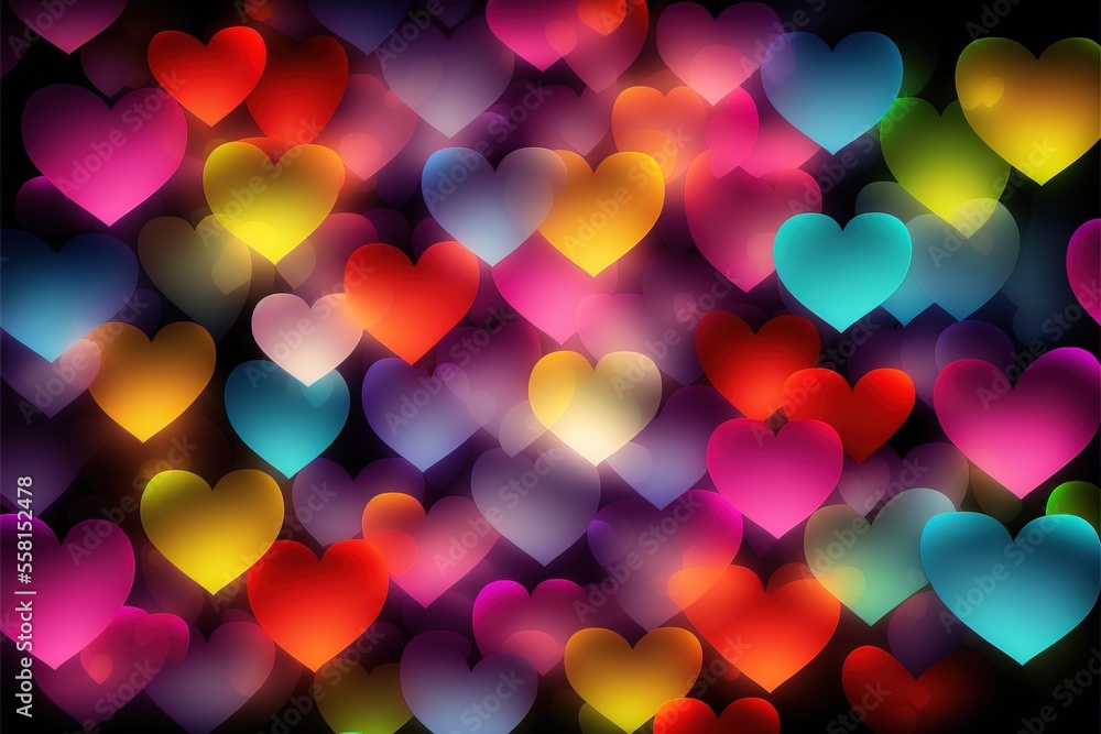 a bunch of hearts that are all different colors and shapes in the shape ...