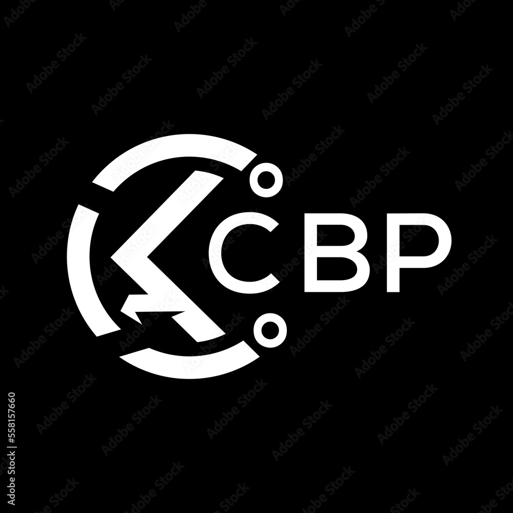 CBP letter logo. CBP white image on black background. CBP vector logo ...