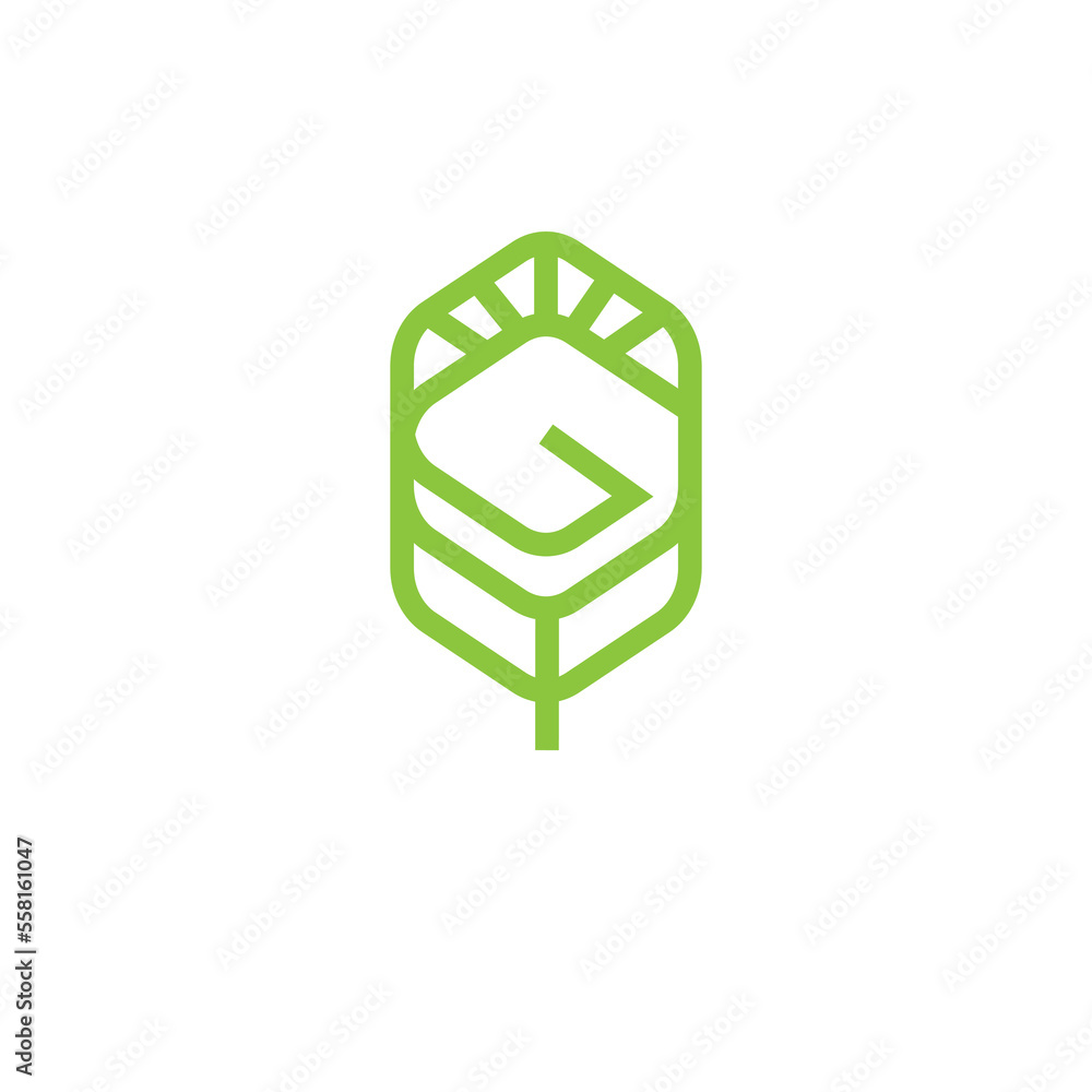 Vetor de eco logo, bibit daun hijau, tumbuh tanaman. Konsep reka bentuk ...