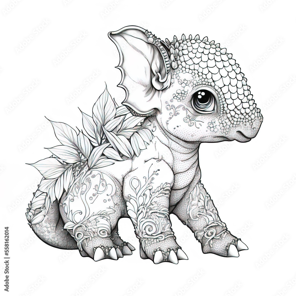 Black and white page for baby coloring book. Illustration of cute ...