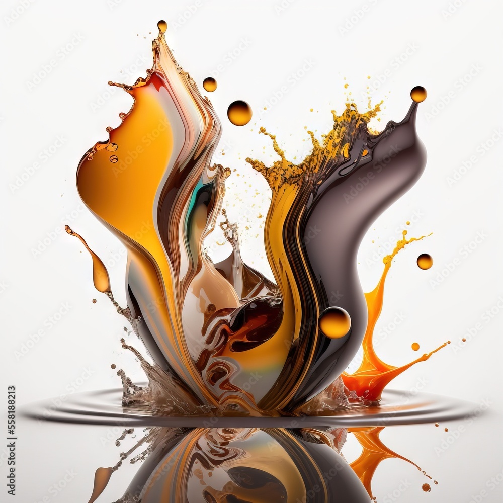 a liquid splashing out of a liquid bottle into a body of water on a ...