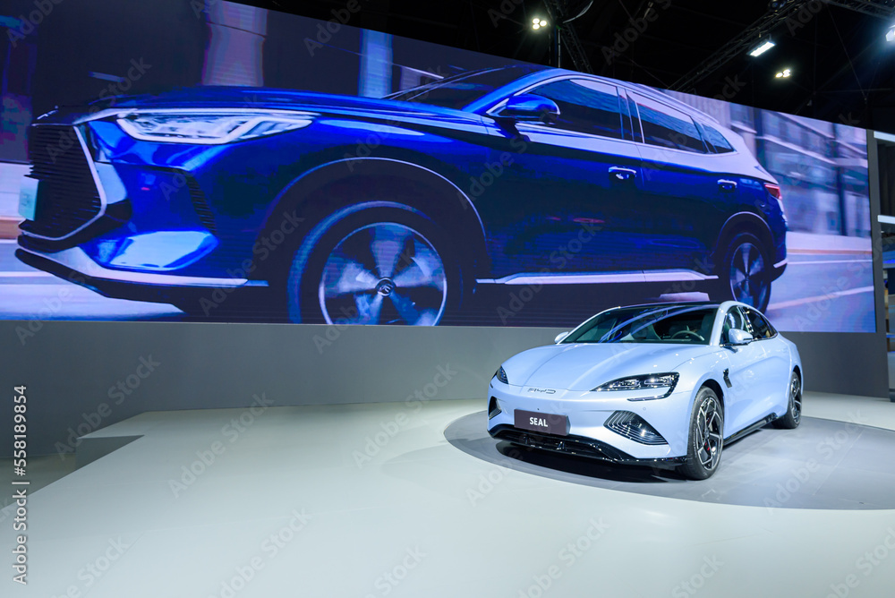 BANGKOK - December 9, 2022 : BYD Motors BYD EV car on display at The ...
