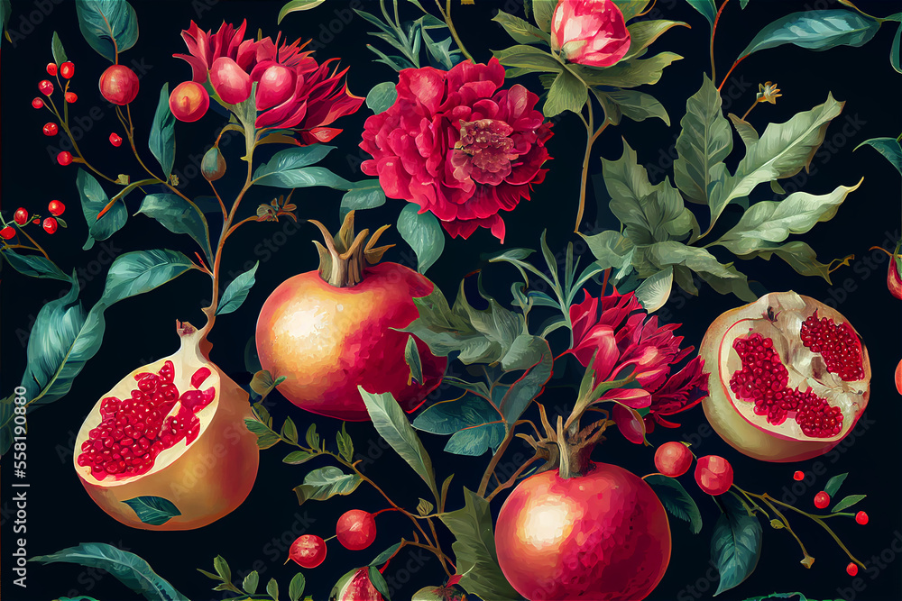 traditional Fruit and flowers pattern in a classic vintage style ideal ...