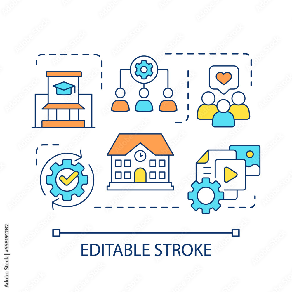 Public sector concept icon. City infrastructure. Educational ...