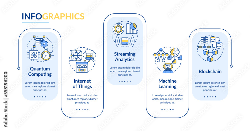 Data science technologies rectangle infographic template. Information ...