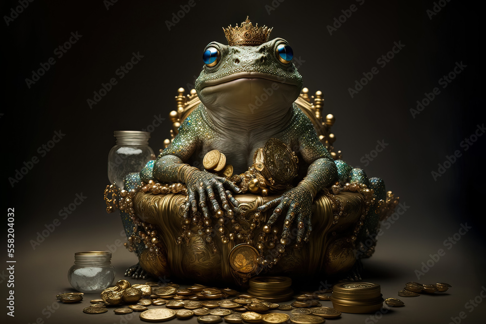 Abstract picture of the Chinese Feng Shui lucky money frog with coin ...