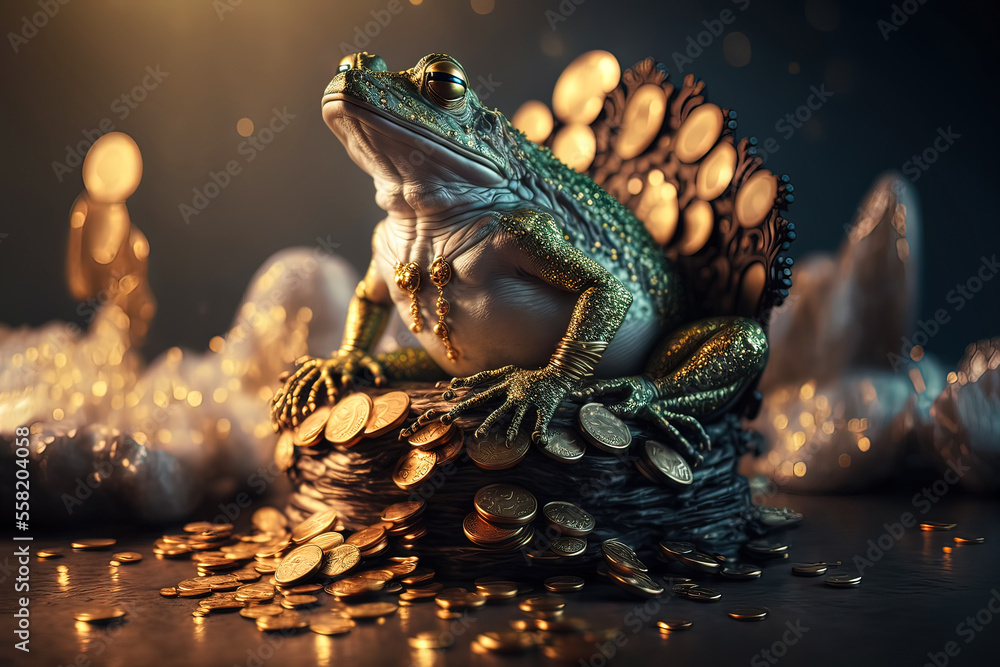 Abstract picture of the Chinese Feng Shui lucky money frog with coin ...