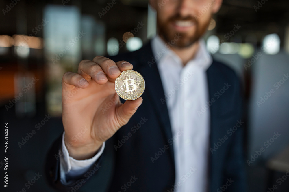 Digital cryptocurrency, trading on stocks and markets. Unrecognizable ...