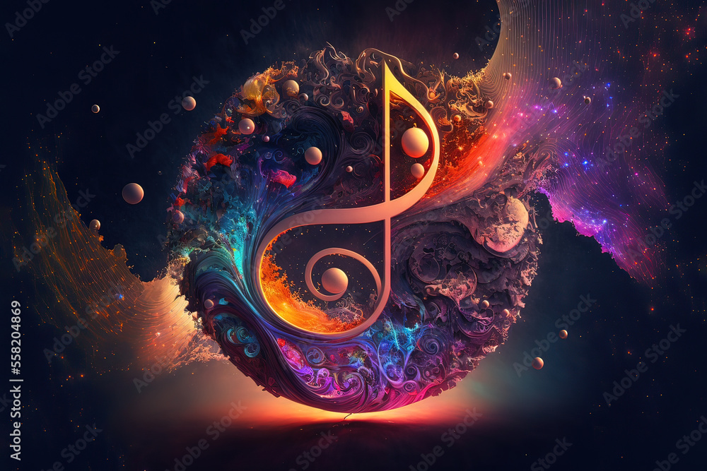 Generative AI. Abstract picture music instrument. Modern cosmos ...