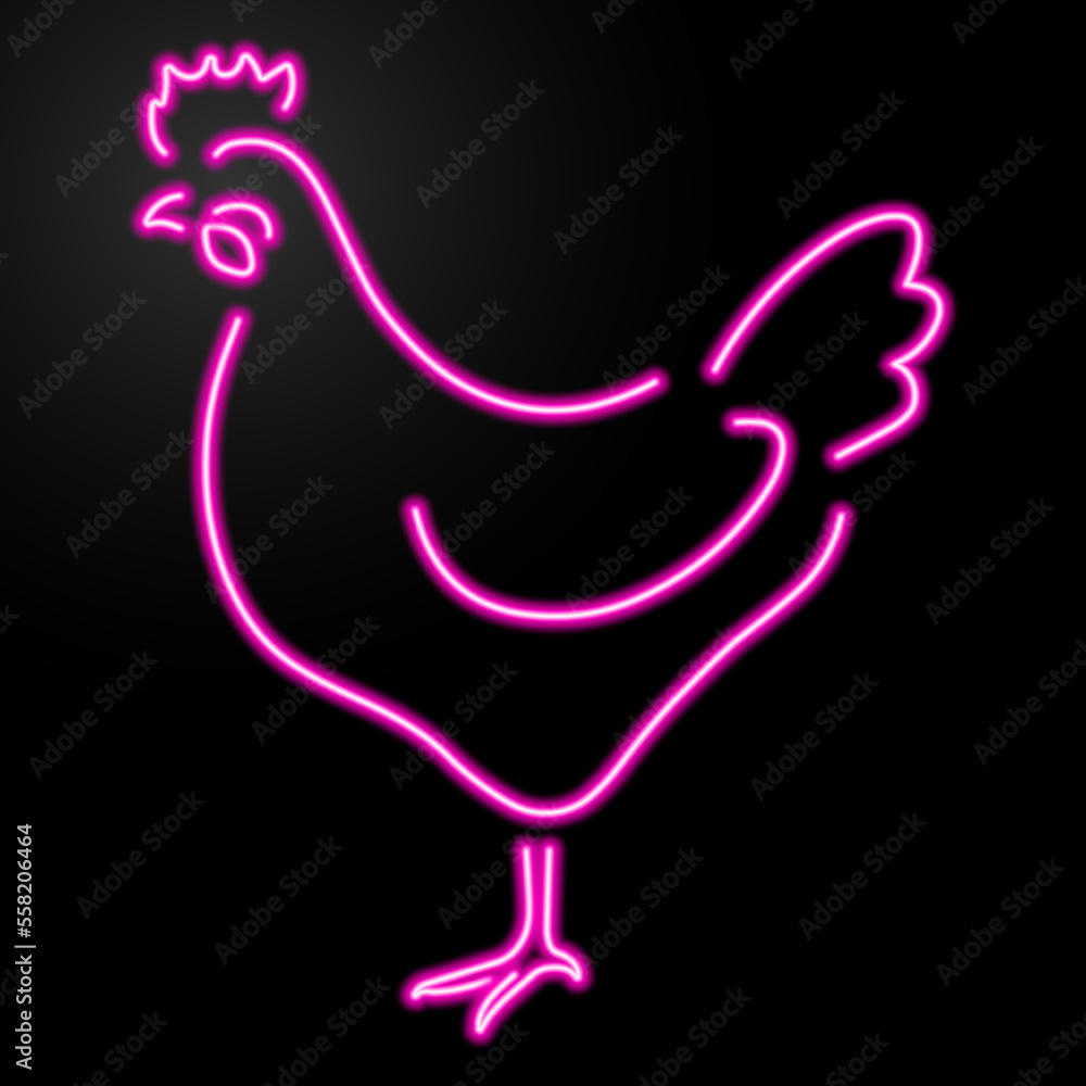hen neon sign, modern glowing banner design, colorful modern design ...