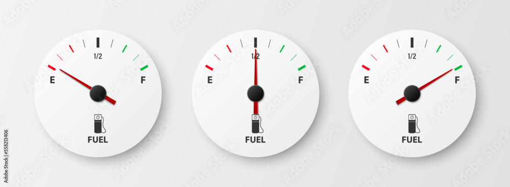 Vector 3d Realistic White Gas Fuel Tank Gauge, Oil Level Bar Set ...