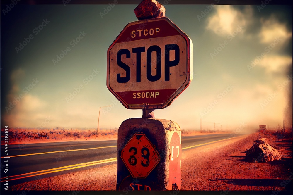 Generative AI abstract render of a stop sign Stock Illustration | Adobe ...