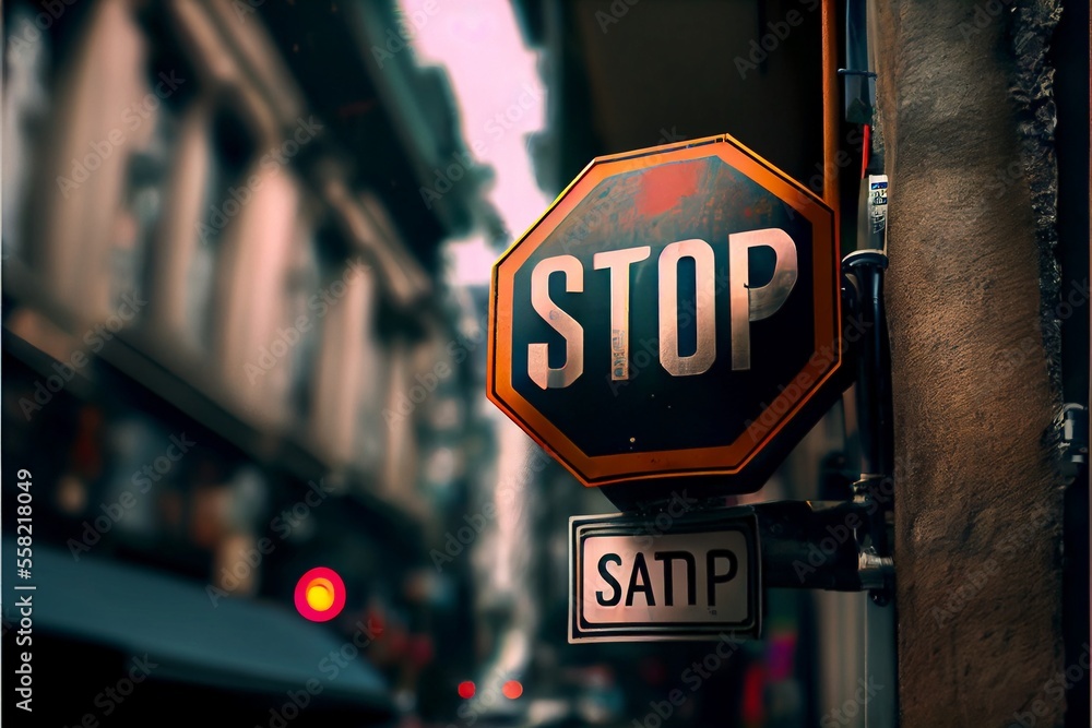 Generative AI abstract render of a stop sign Stock-Illustration | Adobe ...